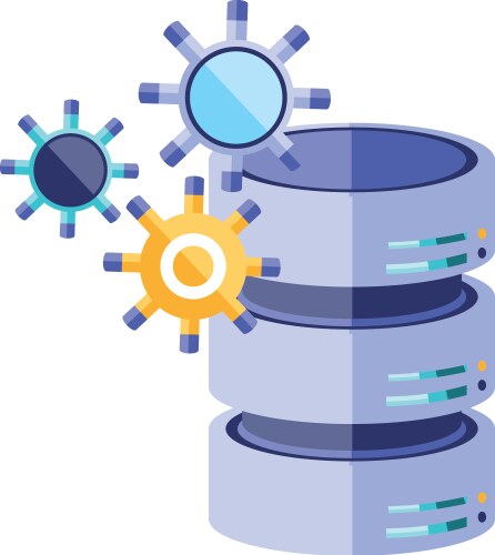 Data center disks with arrows Royalty Free Vector Image