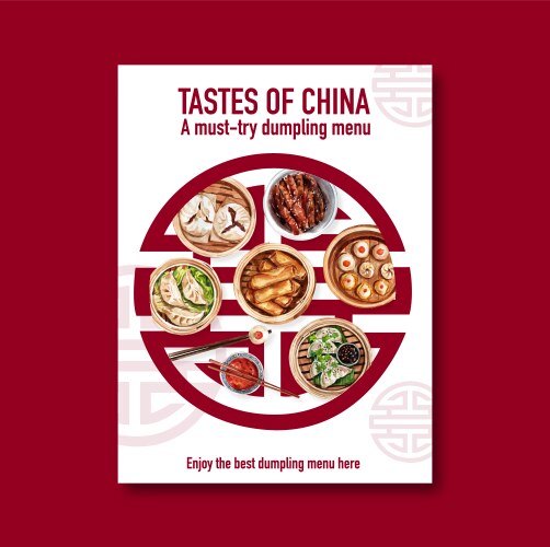 Dim sum flyer design with spring roll dumpling Vector Image Dim sum flyer design with spring roll dumpling Vector Image