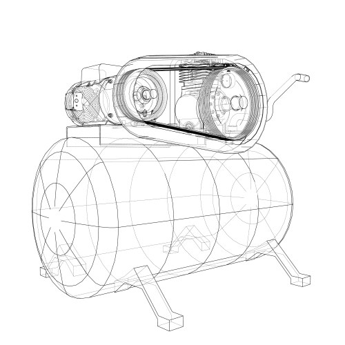 Outline air compressor Royalty Free Vector Image