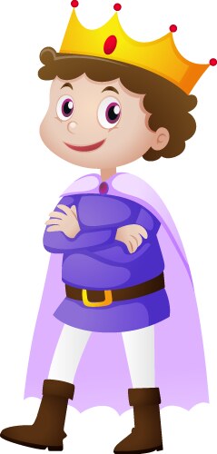 Cartoon cute little prince holding sceptre Vector Image