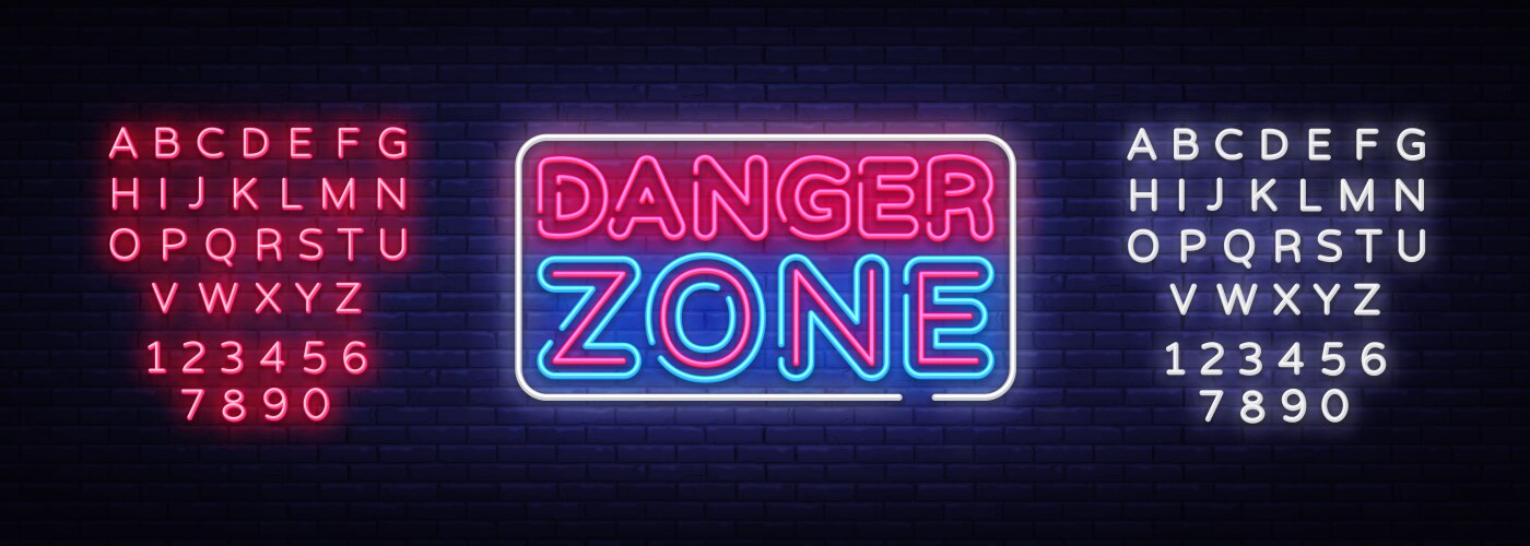 Neon Danger Zone Sign Royalty Free Vector Image