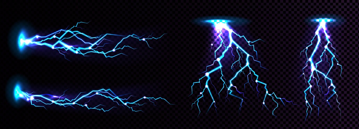 Electric lightning effect realistic thunderbolt Vector Image
