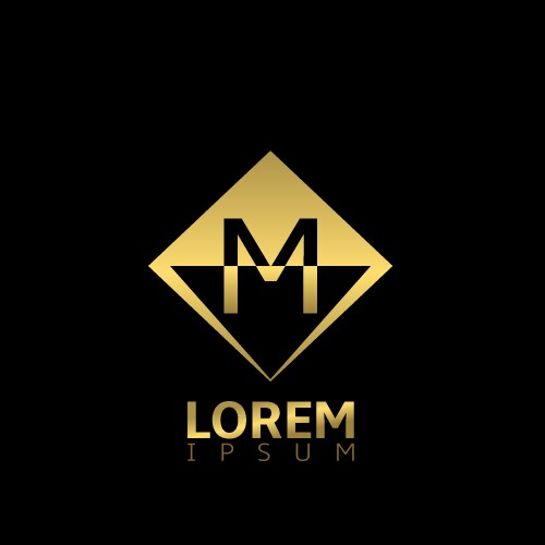 Gold letter m business logo Royalty Free Vector Image