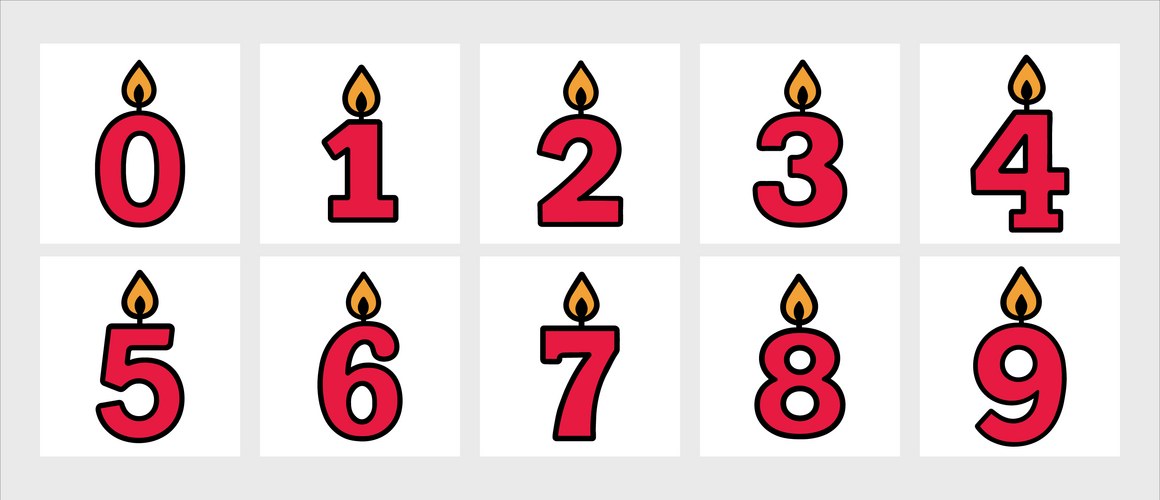 Colorful Number Cake with Candles – Royalty-Free Vector | VectorStock