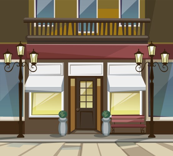 Shop restaurant cafe store front with windows Vector Image