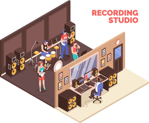 Singer in recording studio Royalty Free Vector Image
