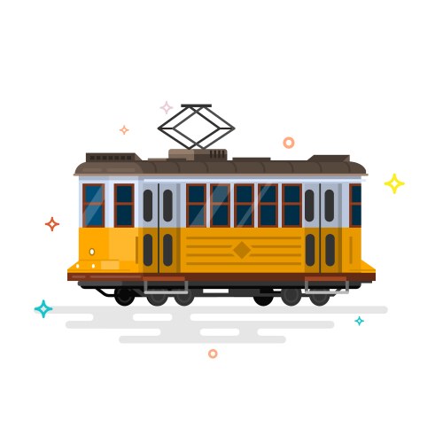 Retro tram car icon cartoon style Royalty Free Vector Image