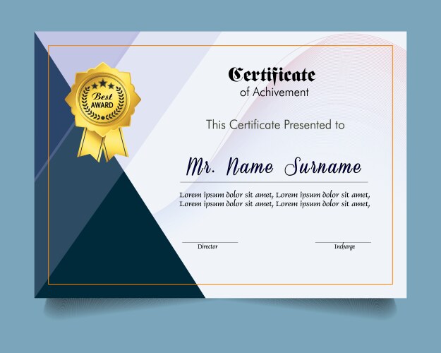 Certificate of achievement Royalty Free Vector Image