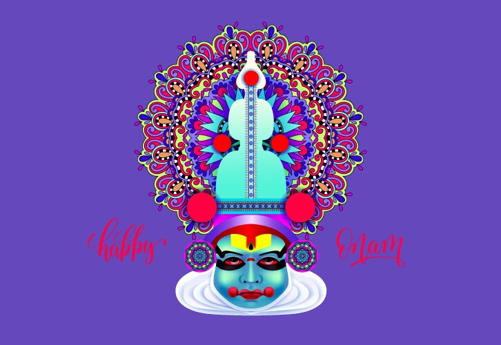 Colorful kathakali face Royalty Free Vector Image