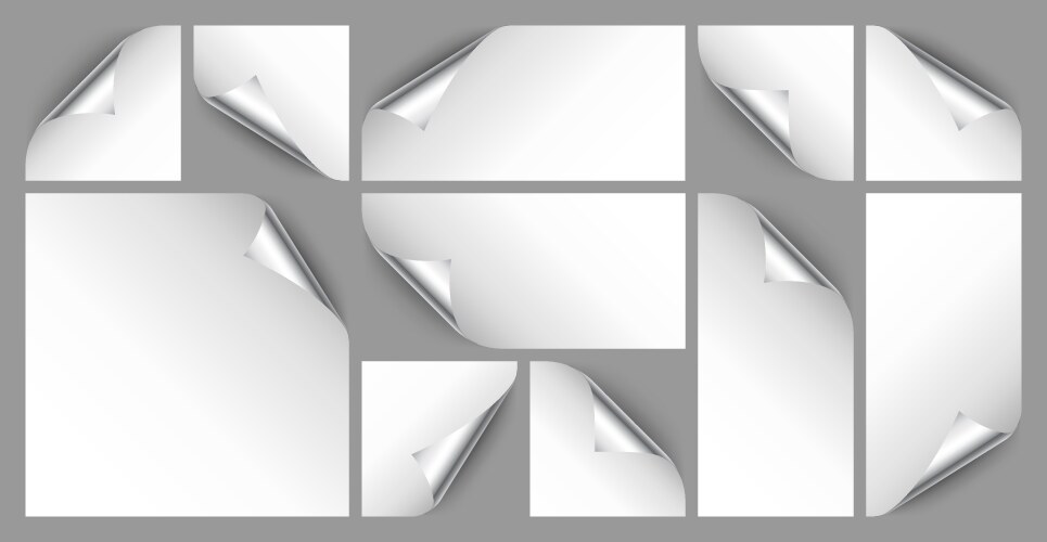 Realistic golden curled page corner set greeting Vector Image