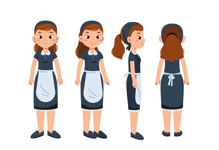 Female maid constructor woman in uniform back Vector Image