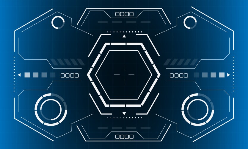 Hud sci-fi interface screen view white hexagon Vector Image