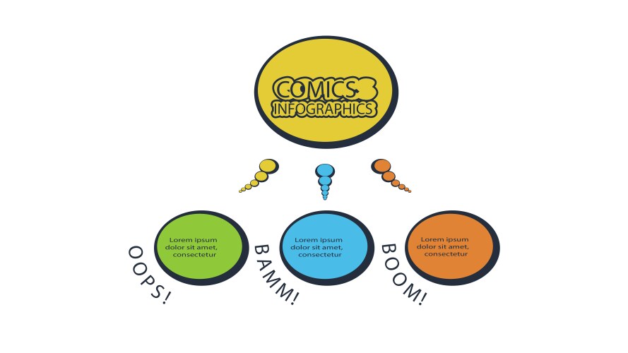 Comics infographic with 3 steps options parts Vector Image