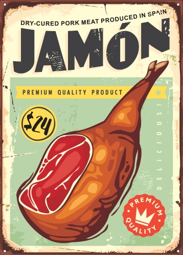 Hand drawn jamon special spanish leg ham isolated Vector Image
