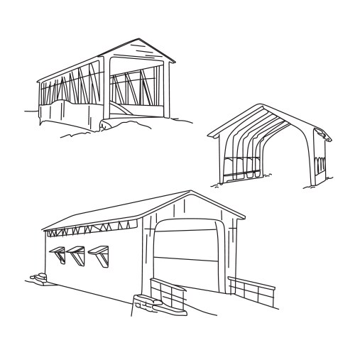 Curved wooden bridge with balustrade railing Vector Image