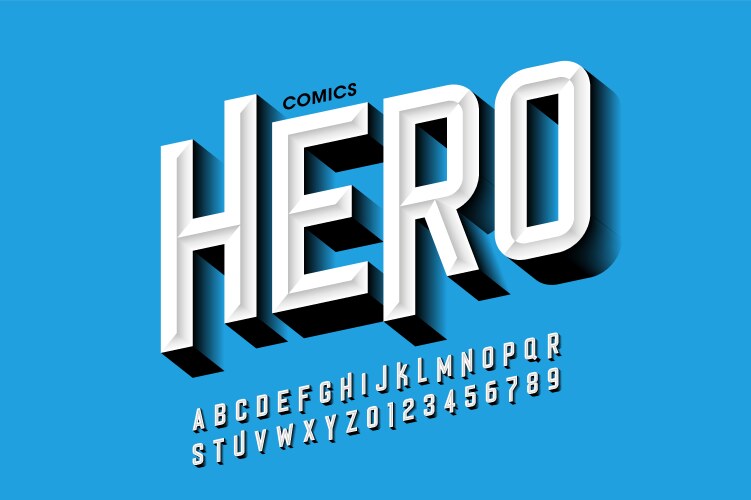 Comics style font super hero upper and lowercase Vector Image