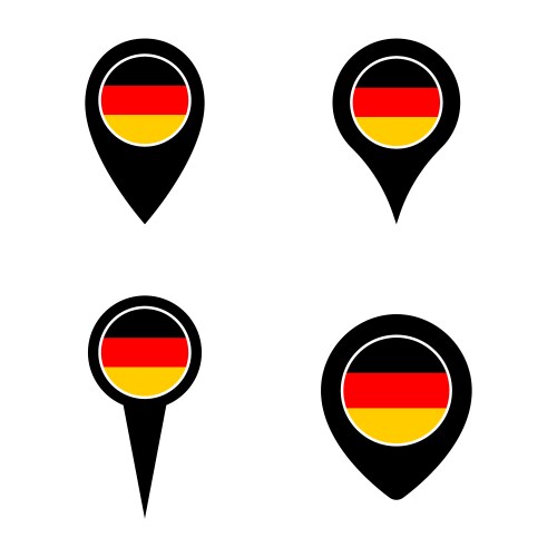 Germany map pointer icons set german flag symbol Vector Image