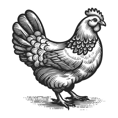 Hen chicken engraving sketch Royalty Free Vector Image