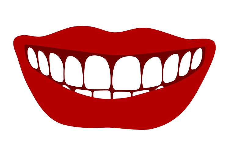 Cartoon smile mouth lips with teeth and tongue Vector Image