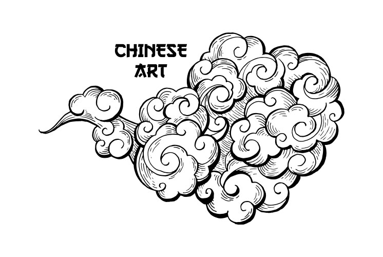 Chinese clouds and wind blows set isolated Vector Image