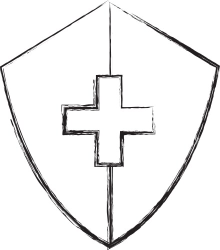 Shield protection template sketch Royalty Free Vector Image