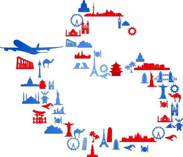 Icons world tourist attractions and architectural Vector Image