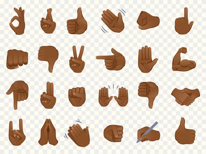 Hand gesture emojis icons collection Royalty Free Vector