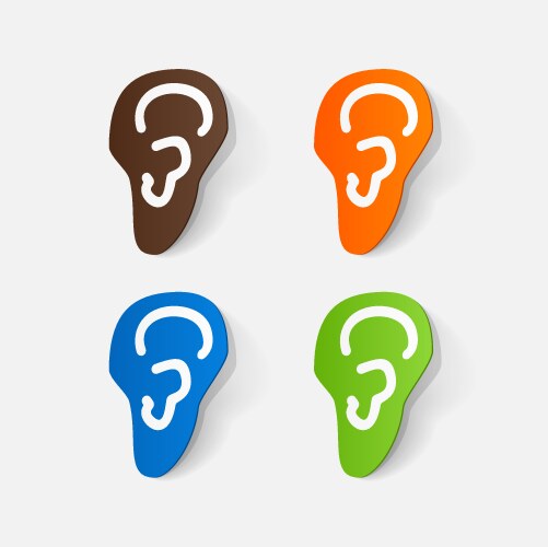 Paper clipped sticker ear Royalty Free Vector Image