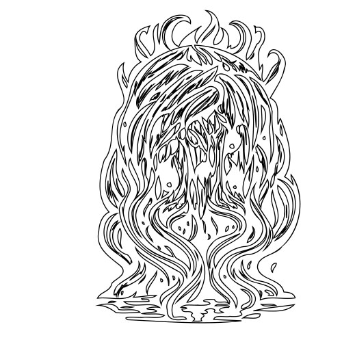 Swamp monster outline sketch Royalty Free Vector Image