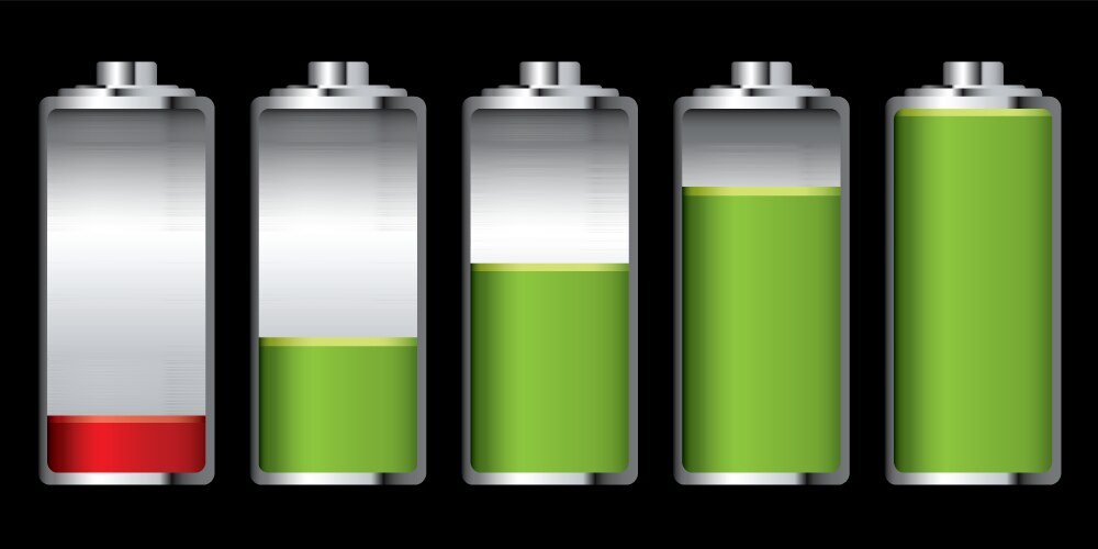Realistic icon set battery level indicators Vector Image