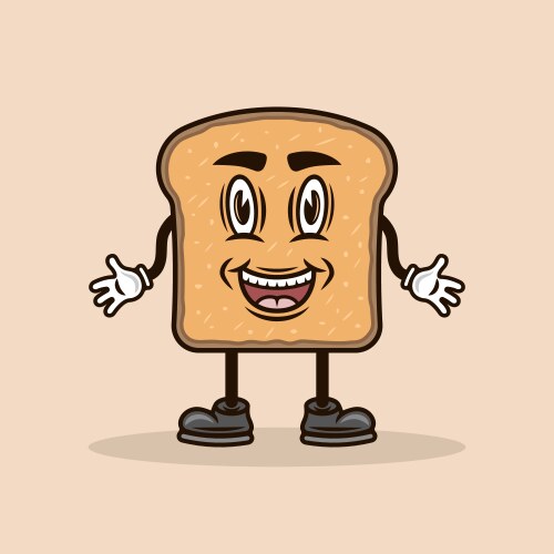 Bread slice or toast cartoon character with hands Vector Image
