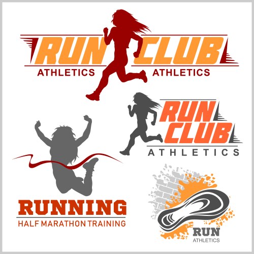 Set of run club labels emblems and design element Vector Image