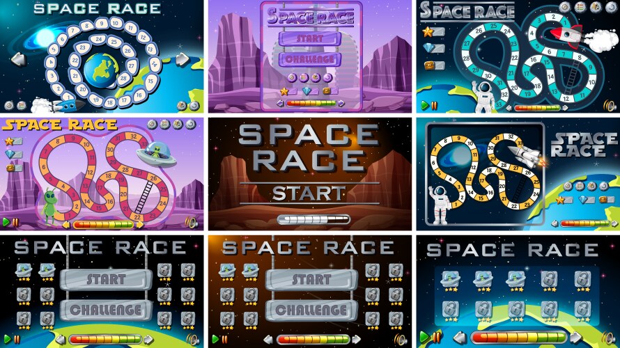 Galaxy space game interface ui buttons set Vector Image Galaxy space game interface ui buttons set Vector Image