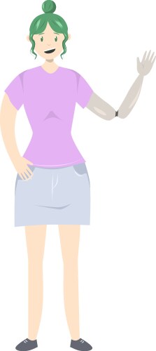 A girl with prosthetic arm Royalty Free Vector Image