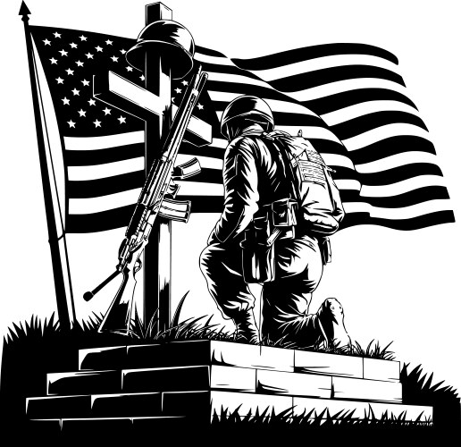 Us army solder kneeling svg solider Royalty Free Vector