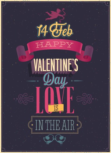 Happy valentines day background retro design Vector Image