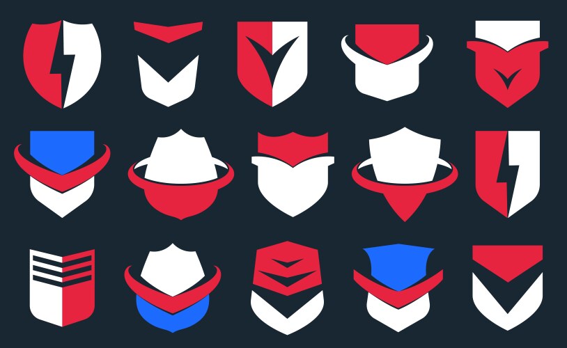 Shield logos set different ammo protection Vector Image