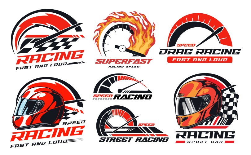 Street racing set stickers colorful Royalty Free Vector