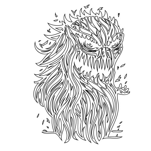 Swamp monster outline sketch Royalty Free Vector Image