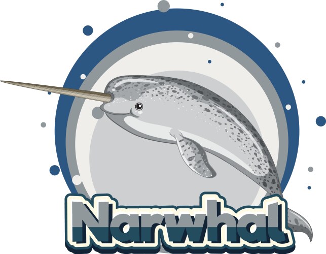 Narwhal logo with carton character Royalty Free Vector Image
