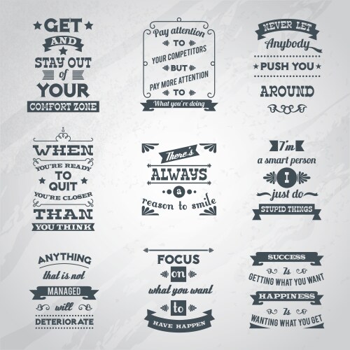 Success quotes colored isolated posters Royalty Free Vector