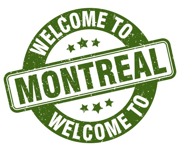 Welcome to montreal stamp round sign Royalty Free Vector