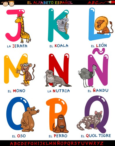 Alphabet with animals h to o Royalty Free Vector Image