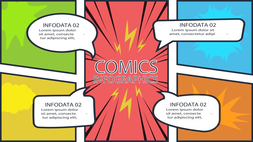 Comics infographic with 4 steps options parts Vector Image