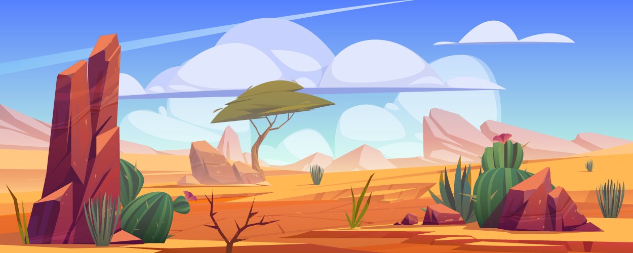 Desert background african landscape with group Vector Image