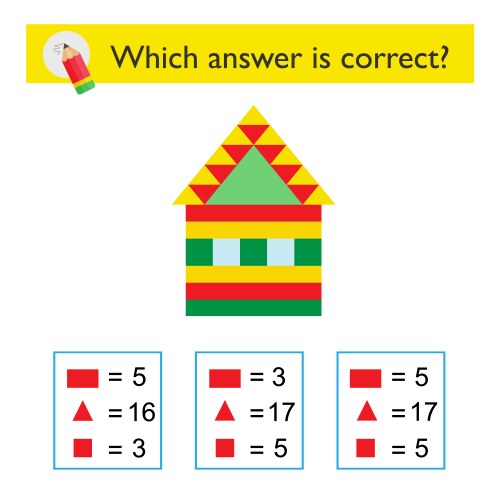Math activity for kids find the correct answer Vector Image