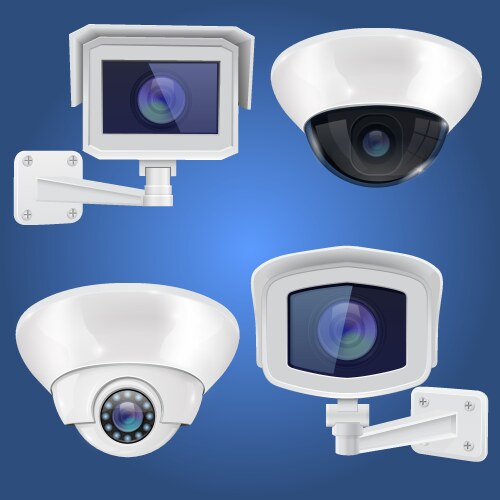 Security camera white cctv surveillance system Vector Image