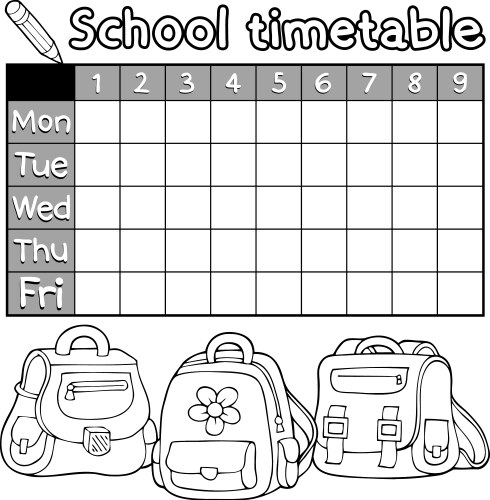 Coloring book school timetable 2 Royalty Free Vector Image