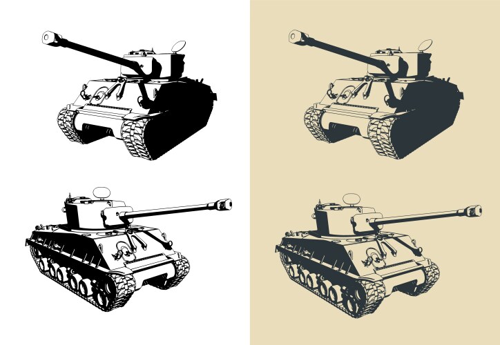M4 sherman tank Royalty Free Vector Image - VectorStock