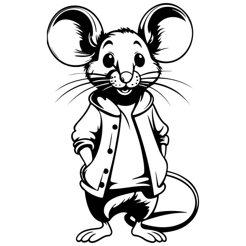 Mouse drawing realistic outline line transparent Vector Image